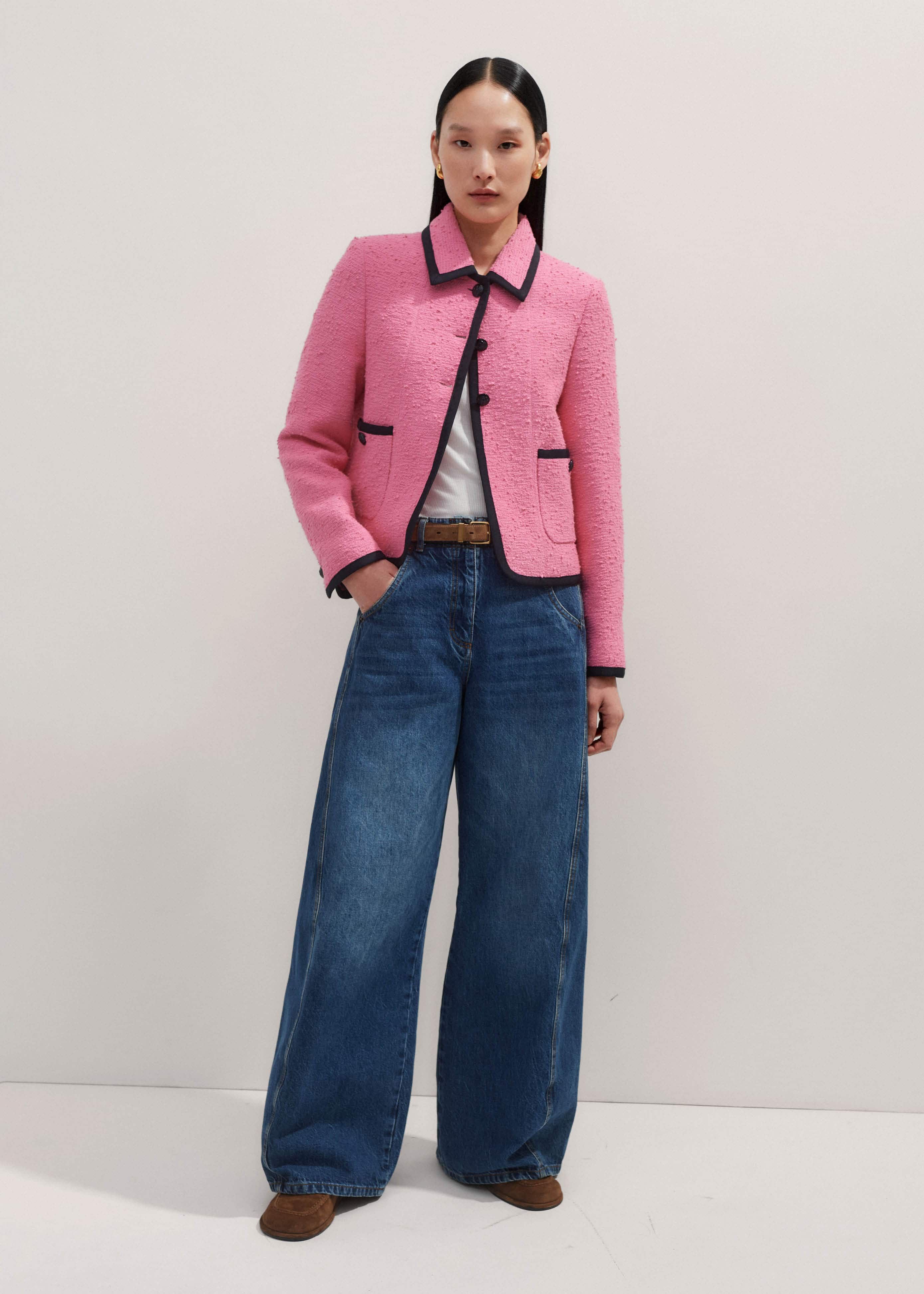 ME+EM Contrast Bound Crop Jacket